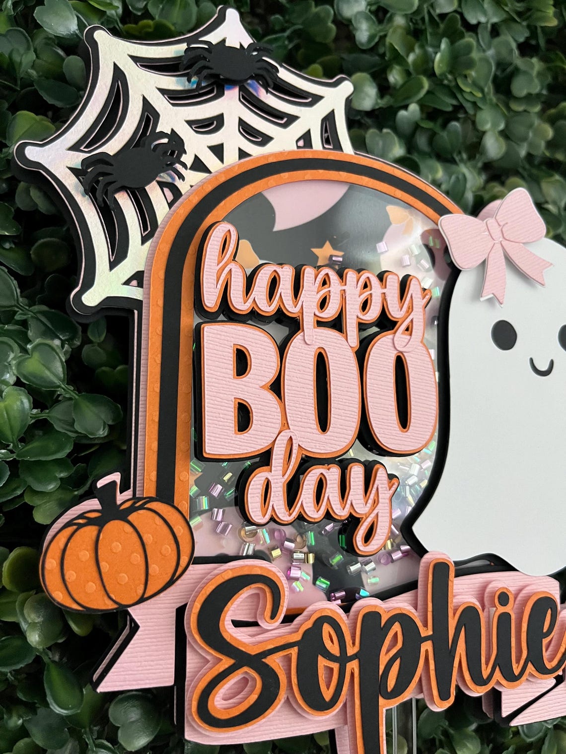 Happy Boo Day Shaker Cake Topper: Pink Halloween Party Decor - Etsy
