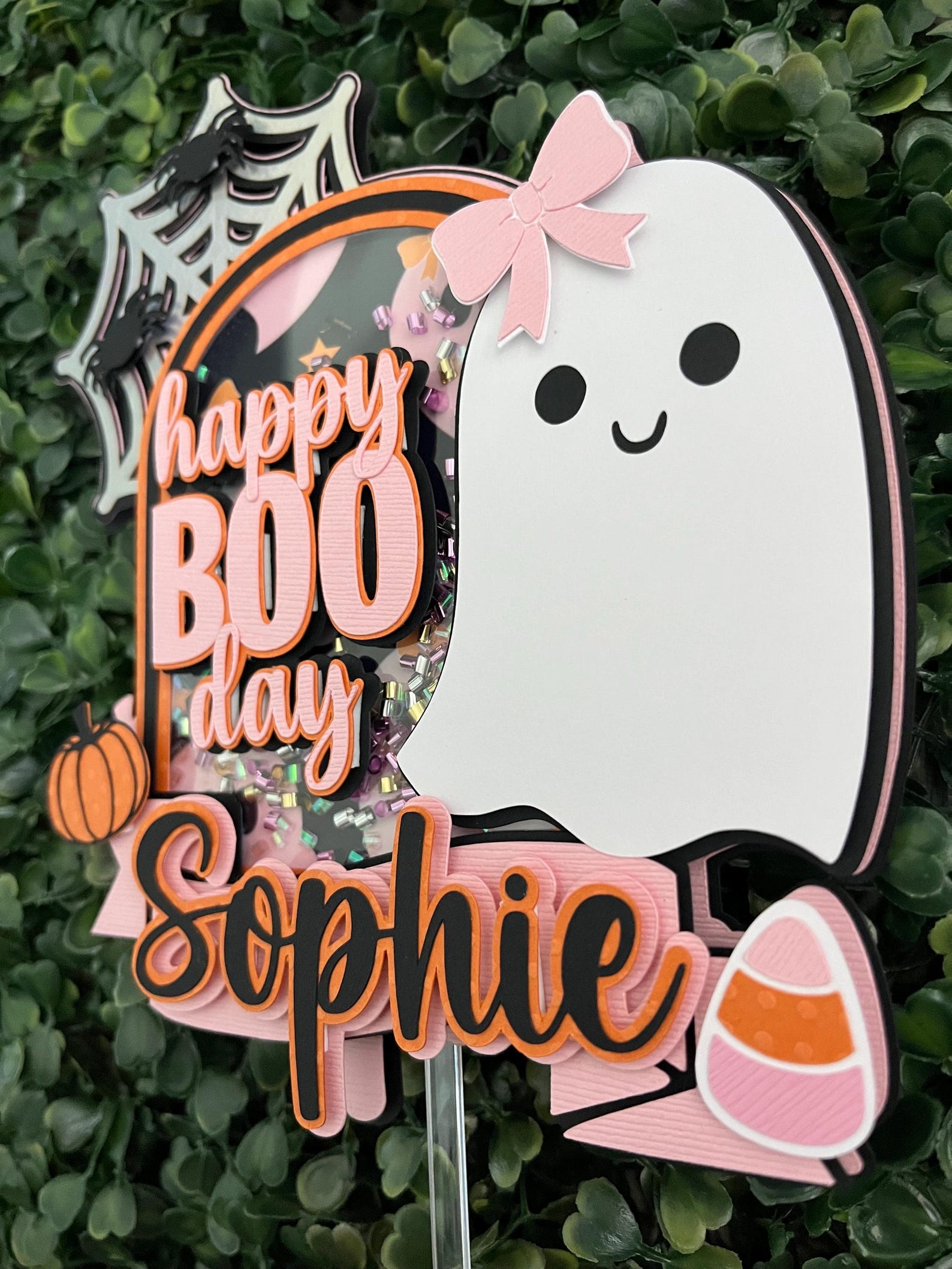 Happy Boo Day Shaker Cake Topper: Pink Halloween Party Decor - Etsy
