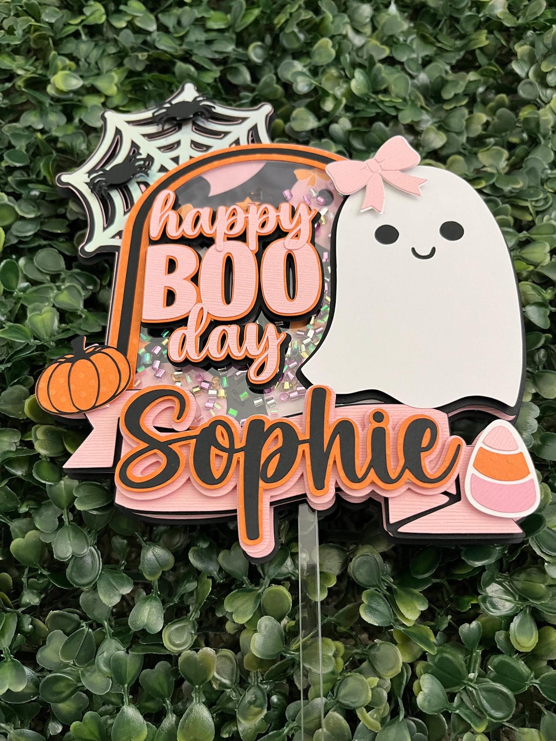 Happy Boo Day Shaker Cake Topper: Pink Halloween Party Decor - Etsy