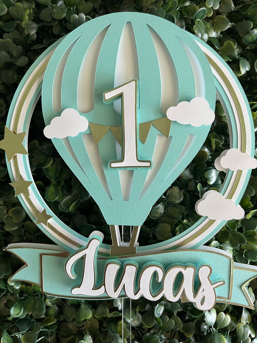 Hot Air Balloon Cake Topper, First Birthday Cake Topper, Cloud Birthday ...