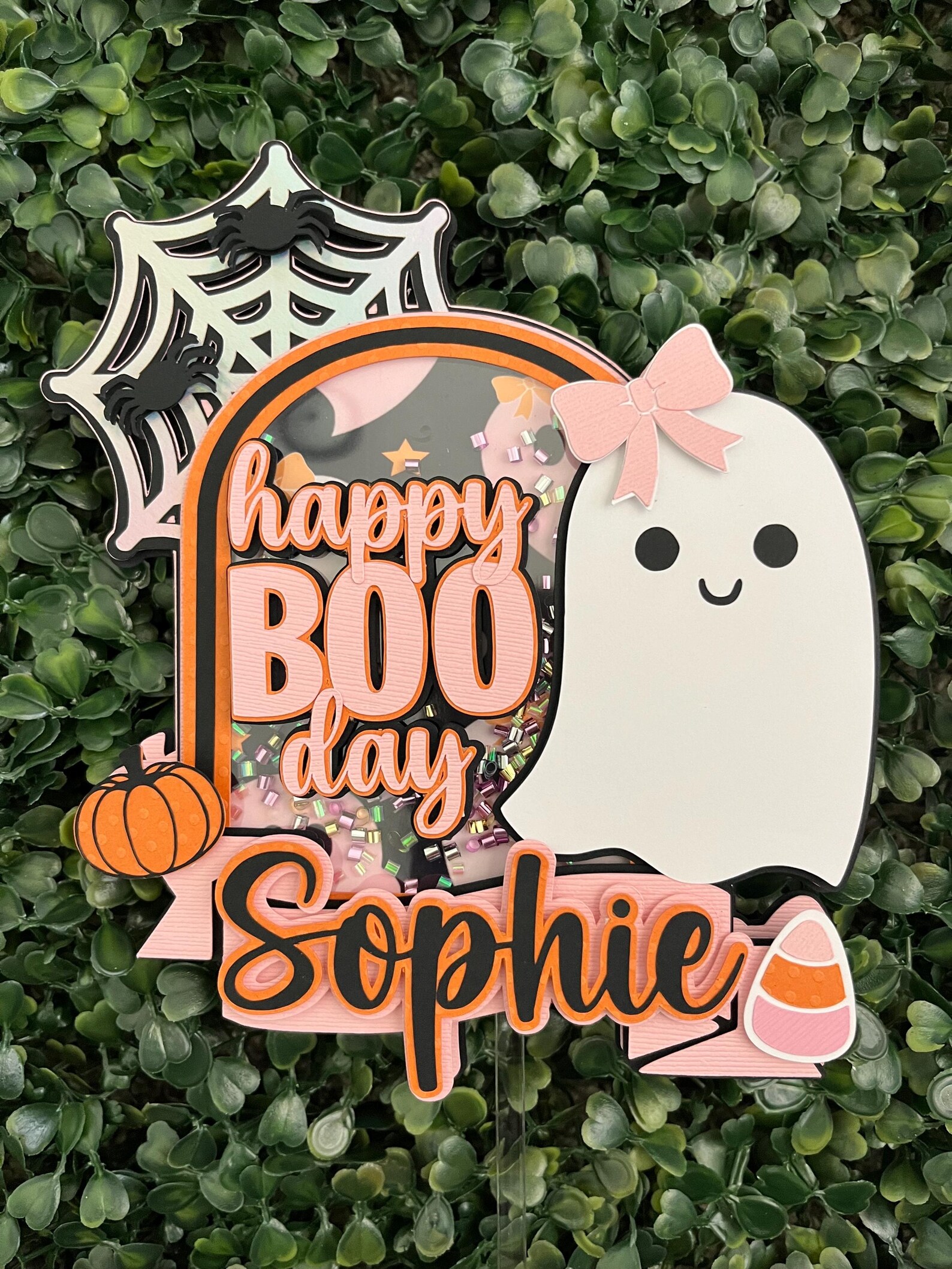 Happy Boo Day Shaker Cake Topper: Pink Halloween Party Decor - Etsy