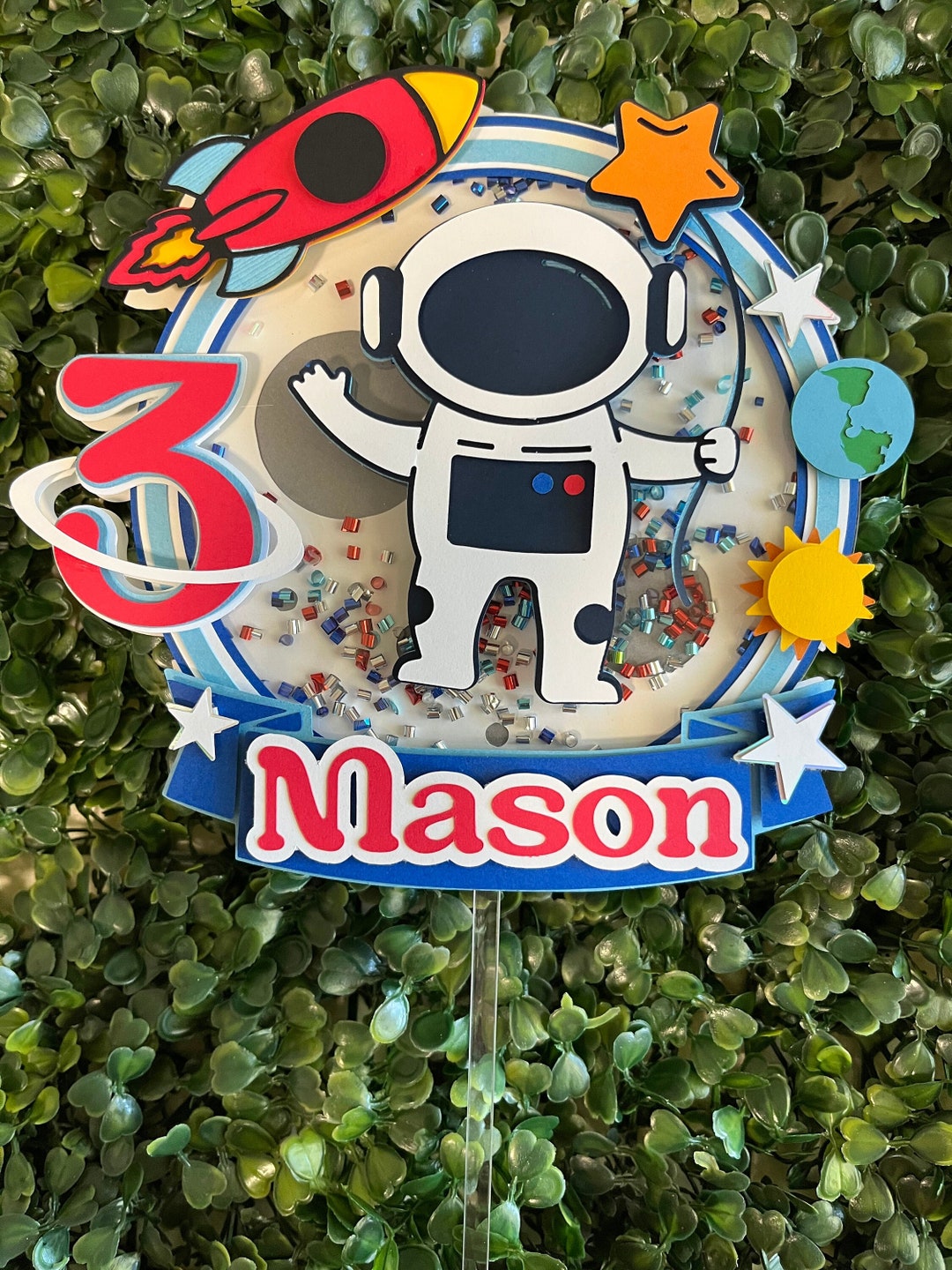 Personalized Astronaut Shaker Cake Topper: Outer Space Birthday Party ...
