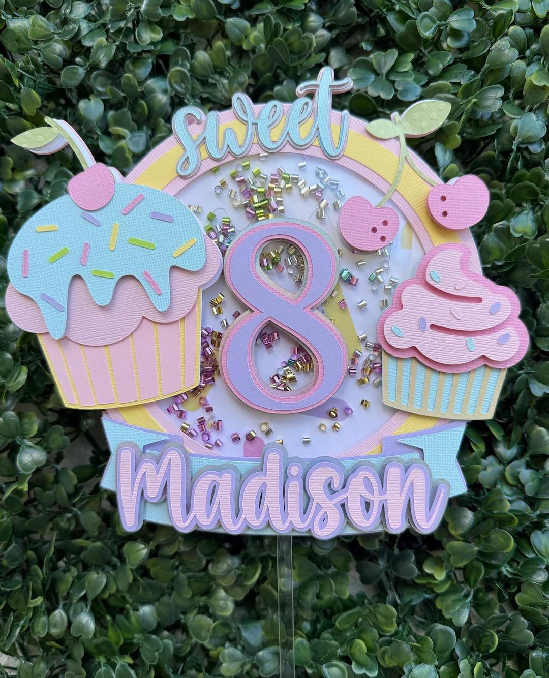 Cupcake Shaker Cake Topper: Personalized Birthday Party Decor - Etsy