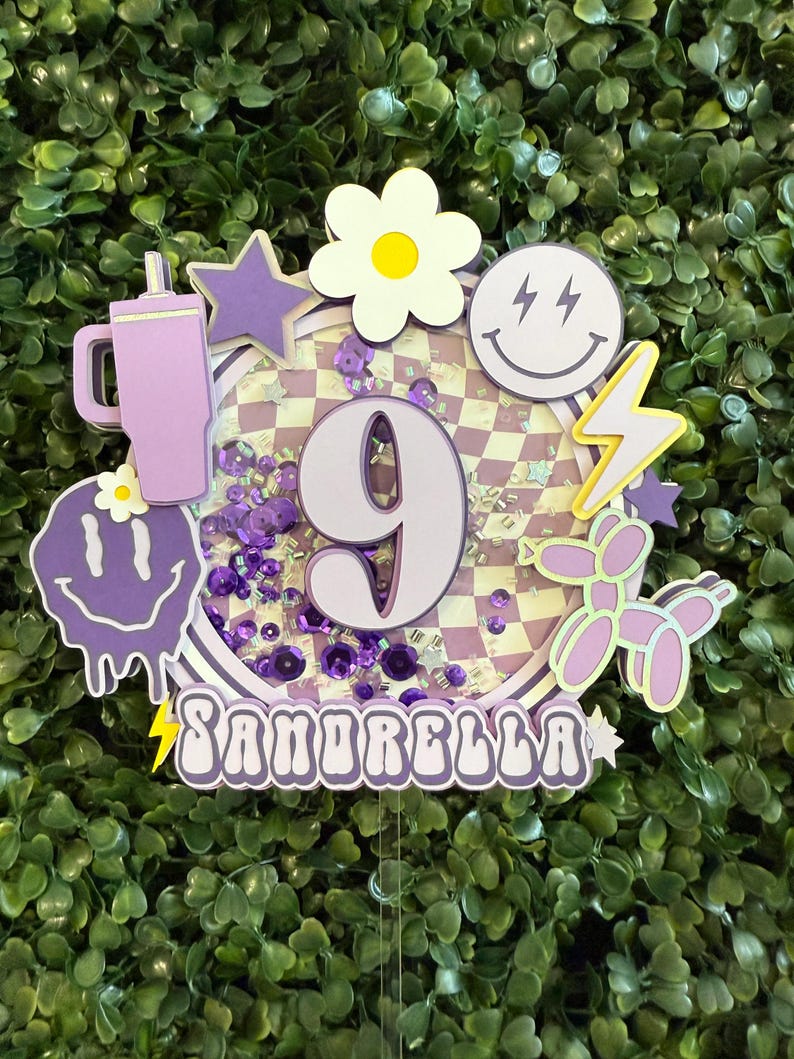 Pink Preppy Shaker Cake Topper: Smiley Face Groovy Party - Etsy