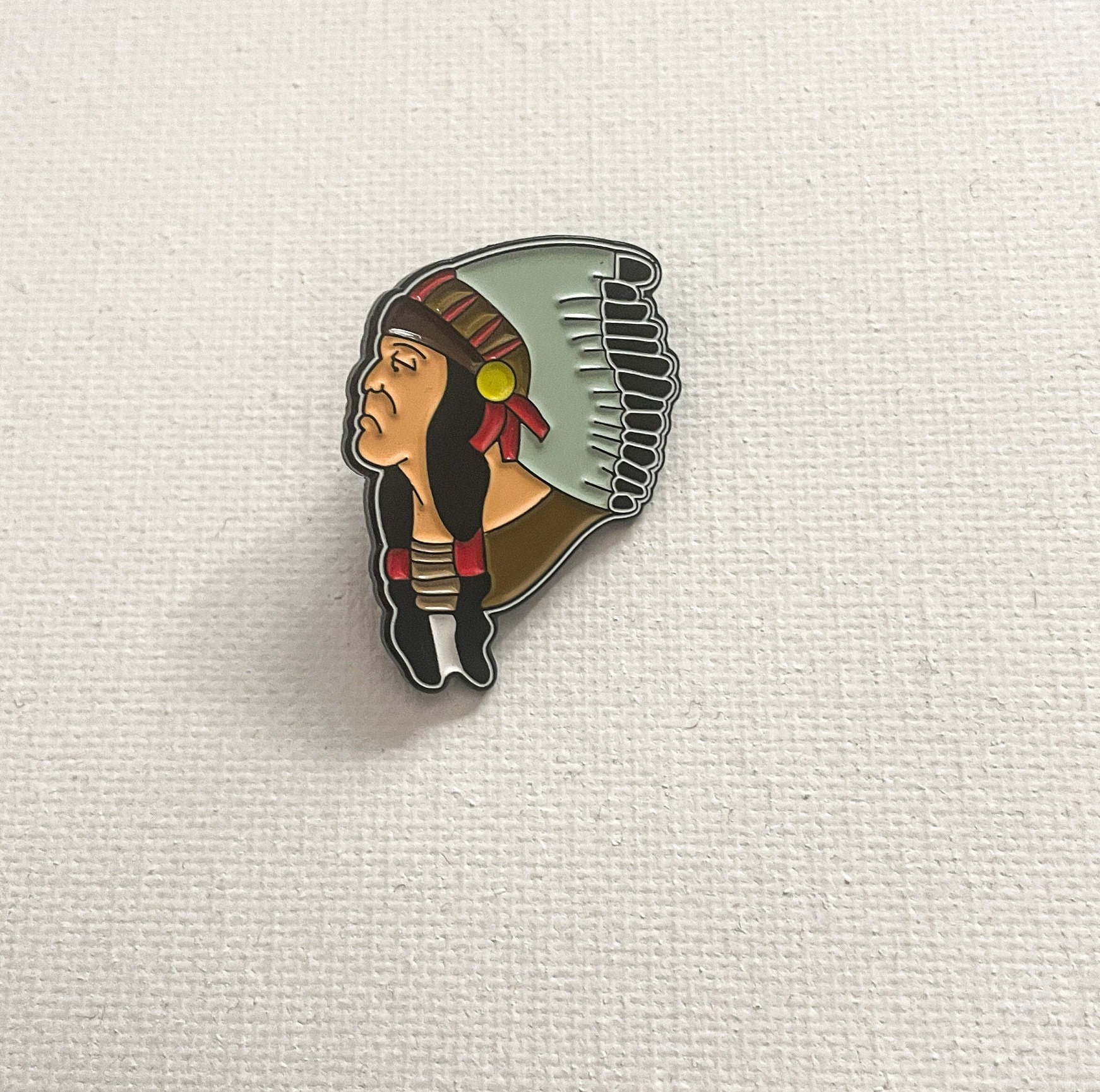 Old School Indian Chief Enamel Pin - Etsy