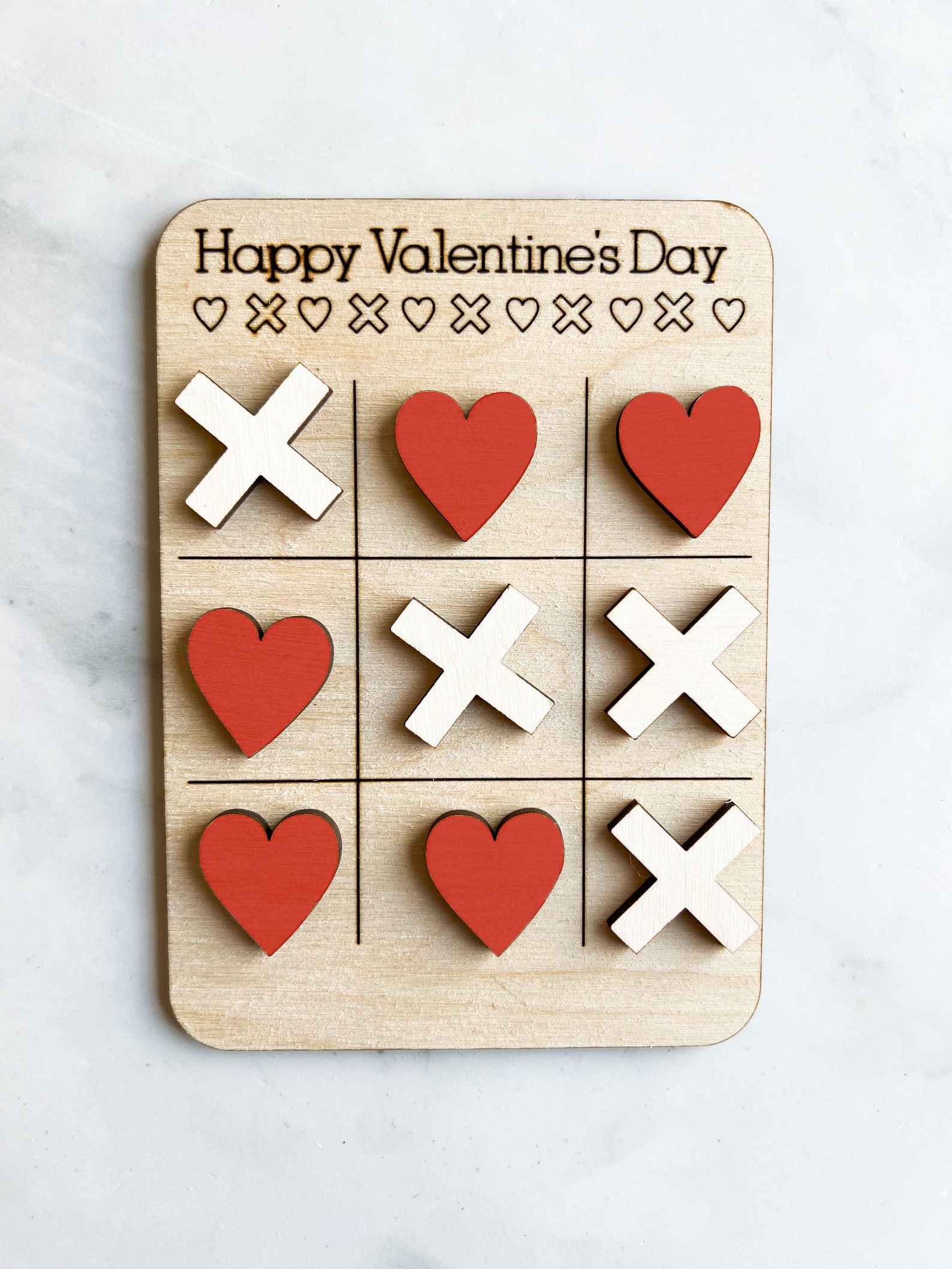 Wood Tic Tac Toe Game, Valentines Gift for Kids, Wooden Kids Game ...