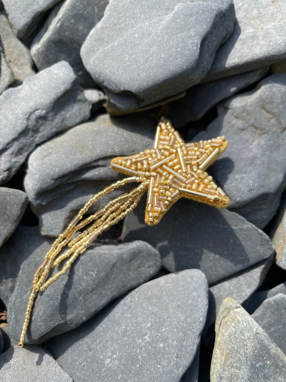Beaded Shooting Star Brooch. Quality Handmade Embroidery With - Etsy