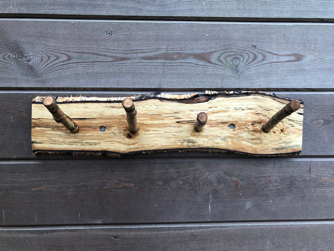 Wooden Coat Rack, Rustic, Spalted Silver Birch Finished With Danish Oil ...