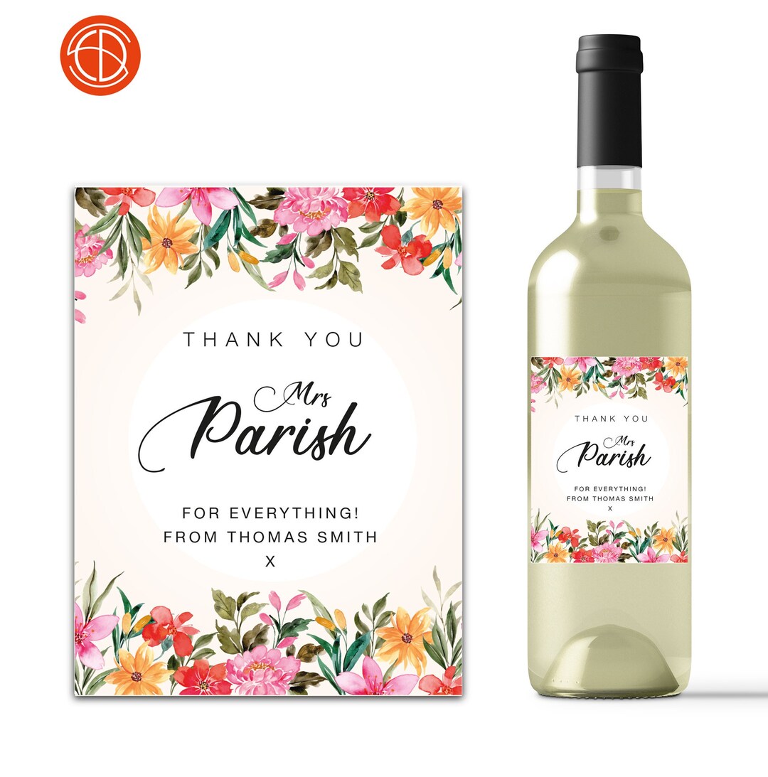 Personalised Thank You Teacher Wine Bottle Label/sticker Gift Him Her ...