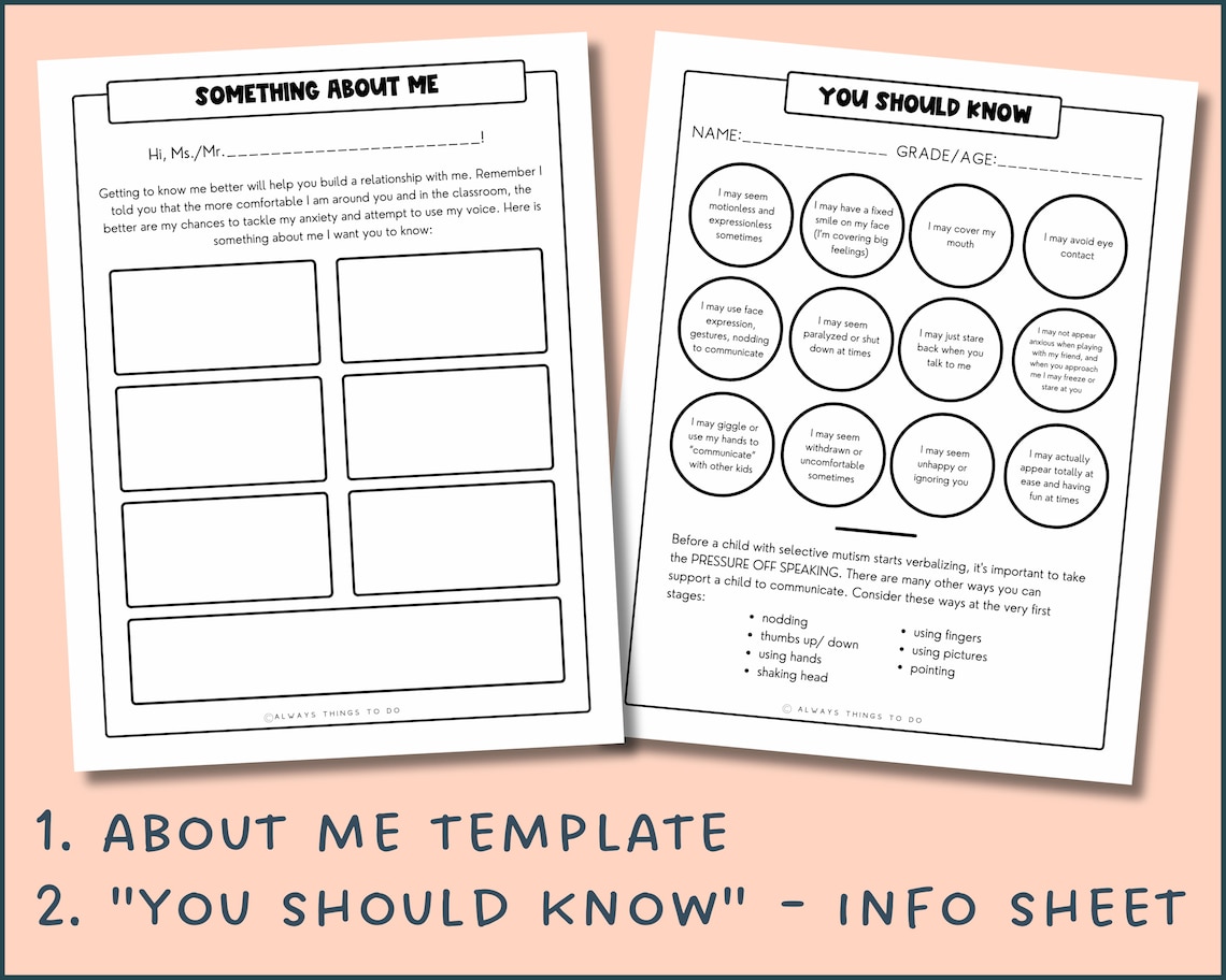 Selective Mutism Classroom Information Worksheet Selective Mutism Child ...