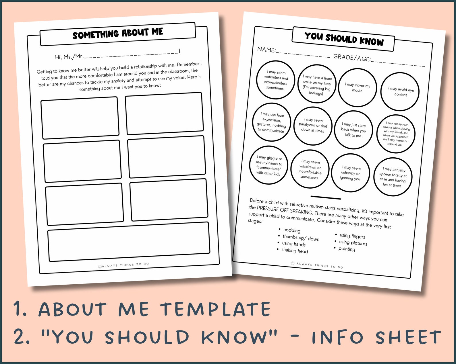 Selective Mutism Classroom Information Worksheet Selective Mutism Child ...