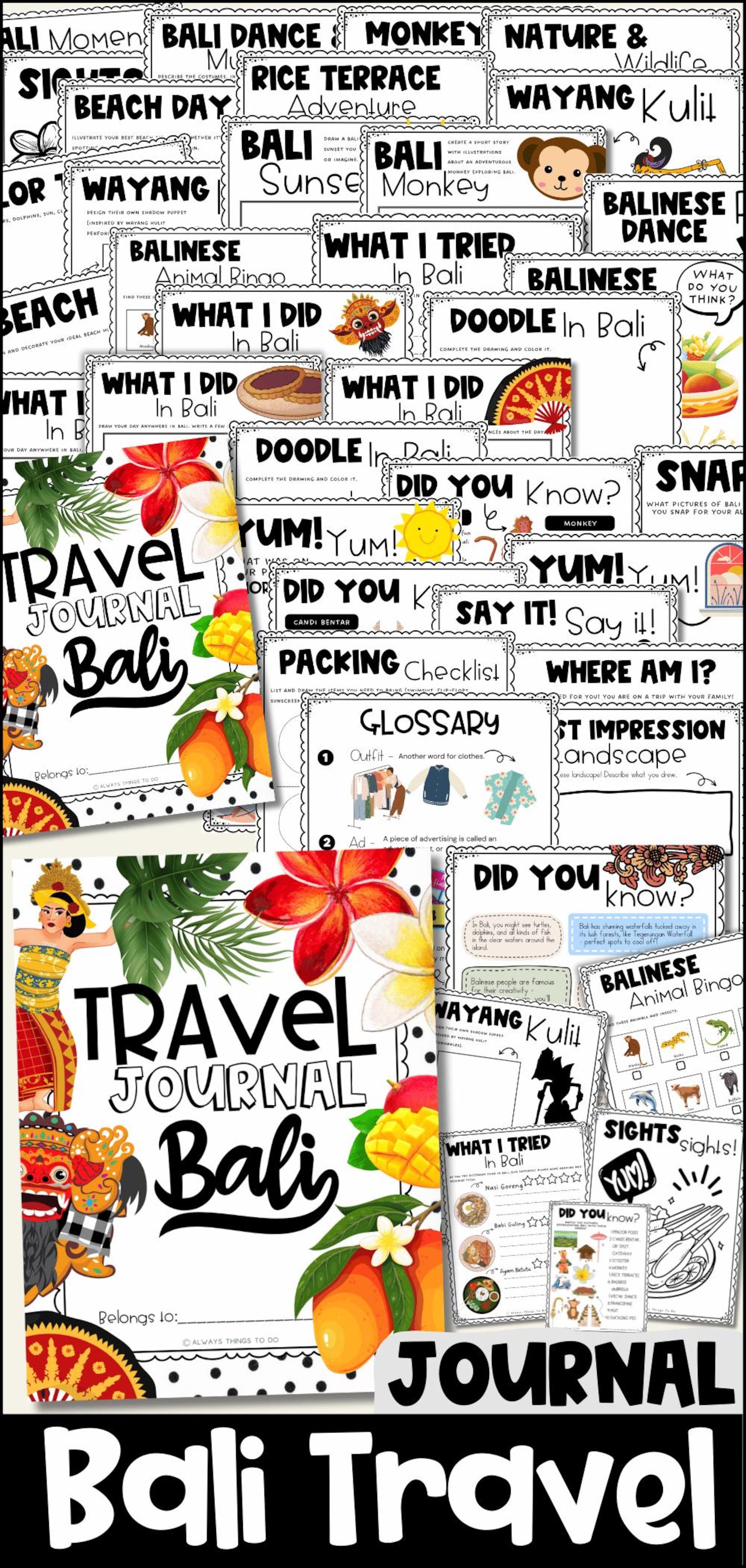 Travel Journal Kids Bali Kids Bali Travel Journal for Bali Kids Travel ...