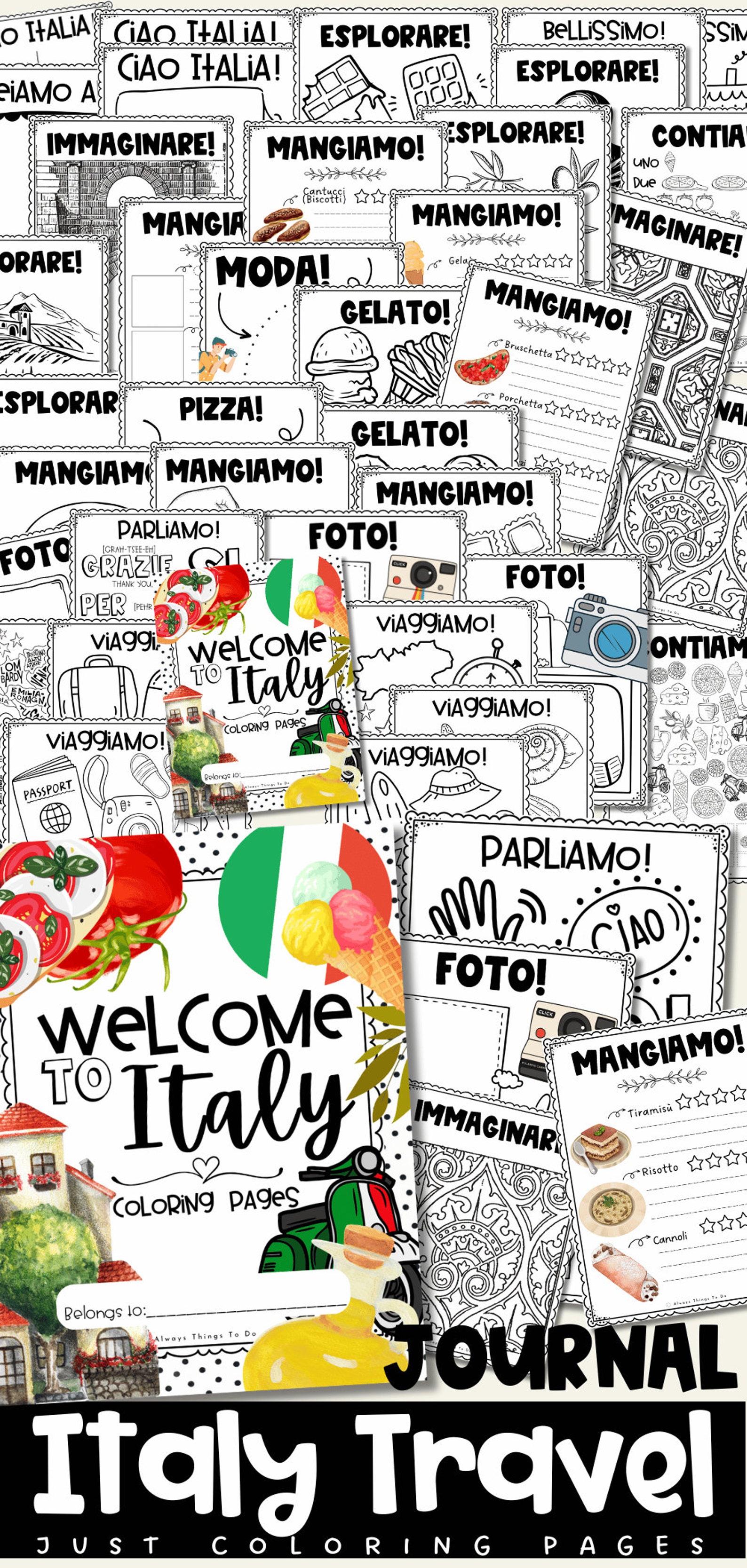 Kids Travel Journal Italy Coloring Pages Travel Activities Italy Travel ...