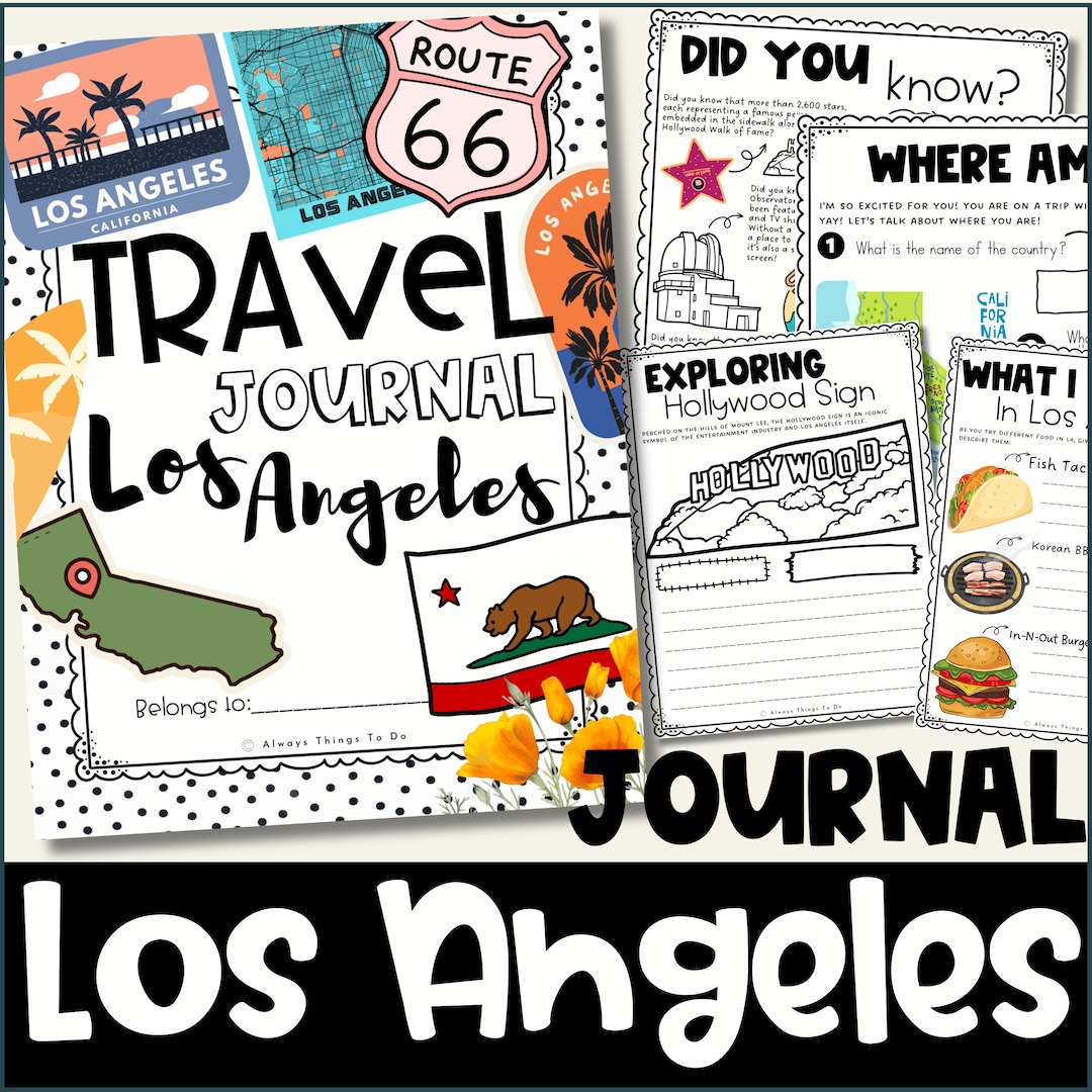 Kids Travel Journal Kids Los Angeles Travel Printable Los Angeles ...