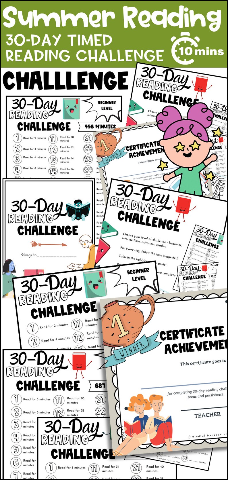 Summer Reading Log Summer Reading Chart Summer Reading Challenge Summer ...