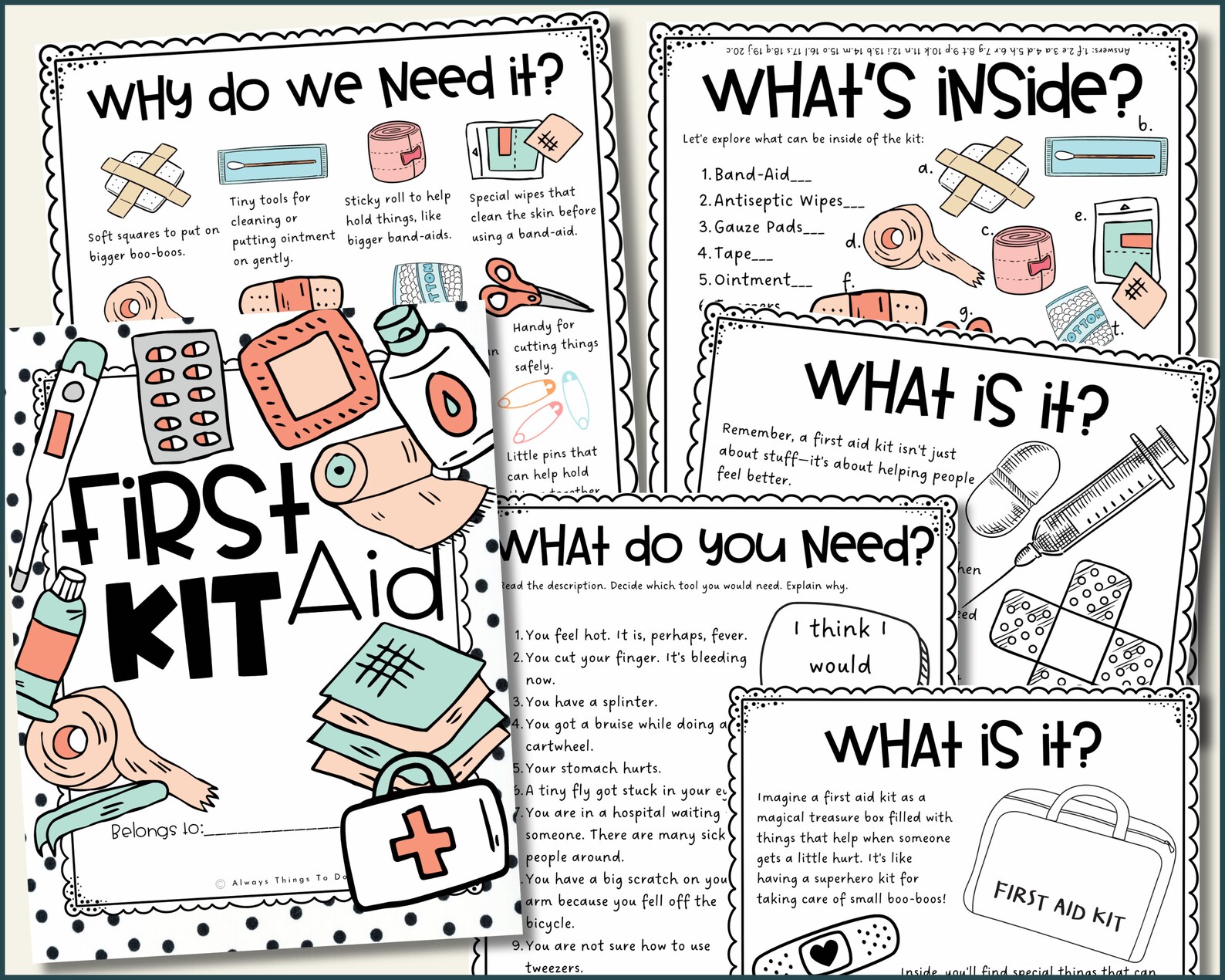 First Aid Kit Kids Travel Activity for Kids Travel Download for Kids ...