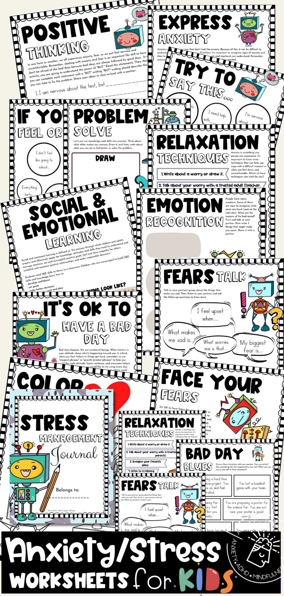 Stress Management Workbook Kids Stress Management Journal for Kids ...