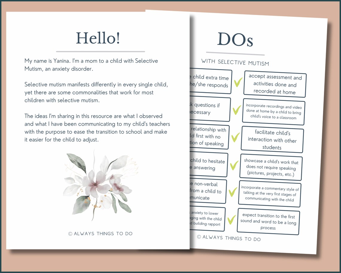 Selective Mutism Dos and Don'ts Selective Mutism Information Guide ...