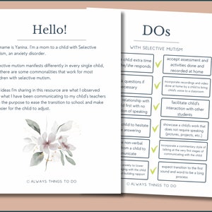 Selective Mutism Dos and Don'ts Selective Mutism Information Guide ...