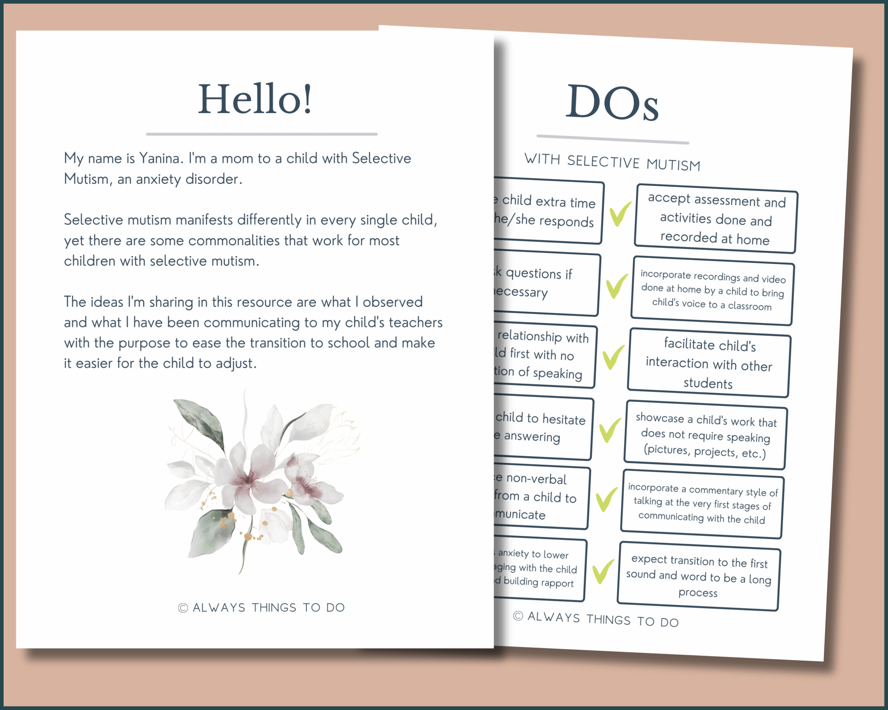 Selective Mutism Dos and Don'ts Selective Mutism Information Guide ...