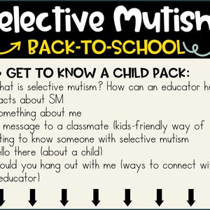 Selective Mutism Teacher Pack Selective Mutism Information Pack for ...