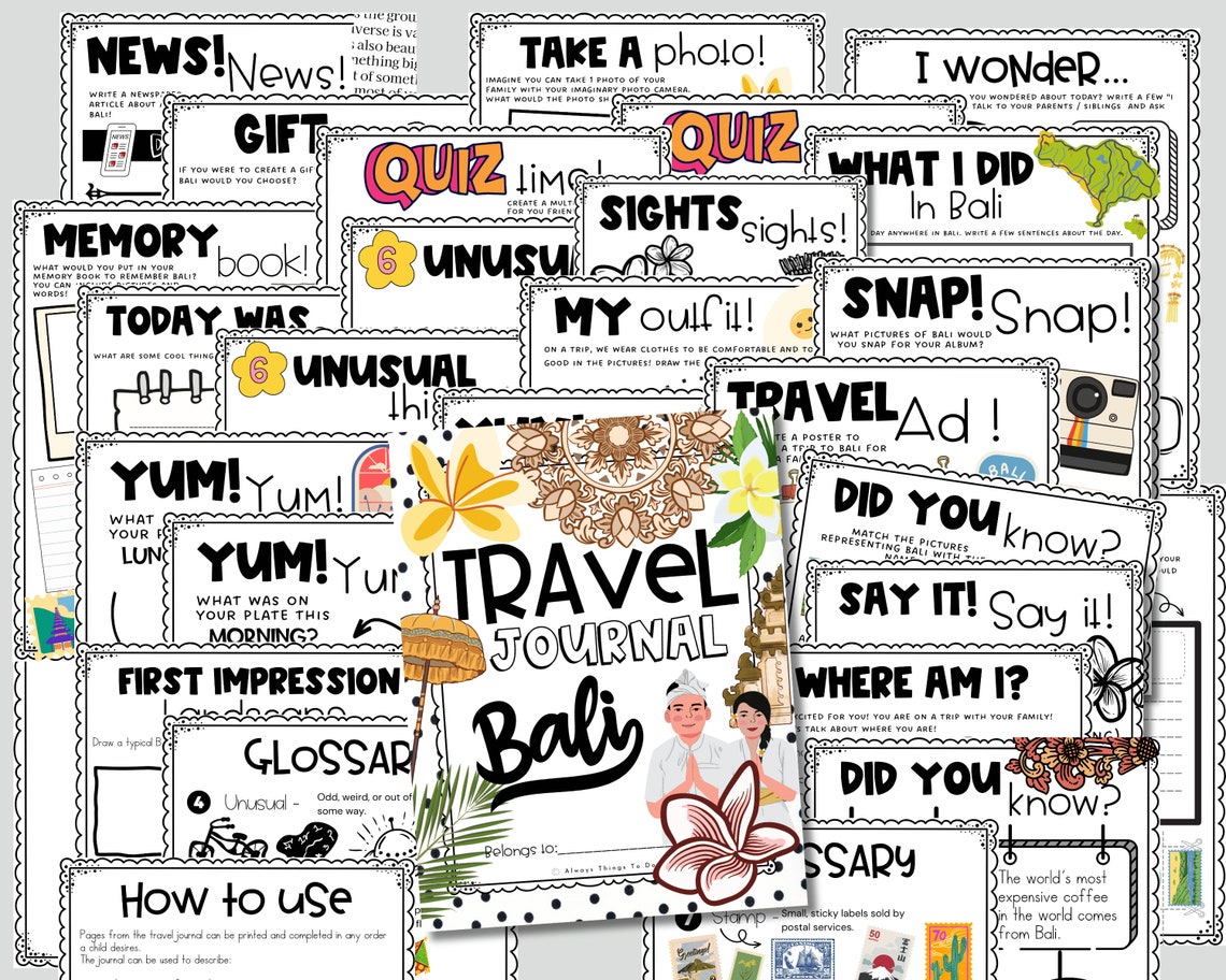 Travel Journal Kids Bali Kids Bali Travel Journal for Bali Kids Travel ...