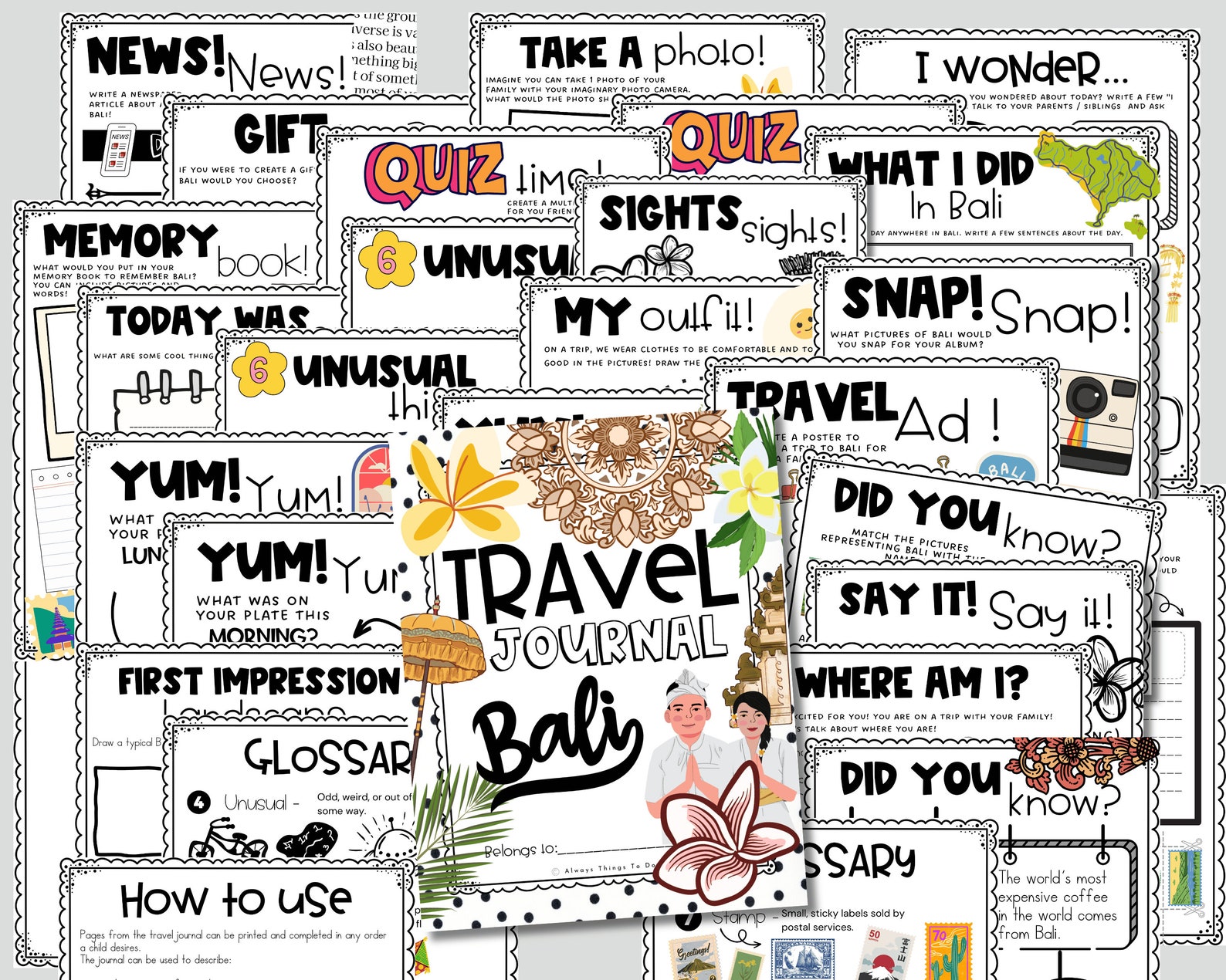 Travel Journal Kids Bali Kids Bali Travel Journal for Bali Kids Travel ...