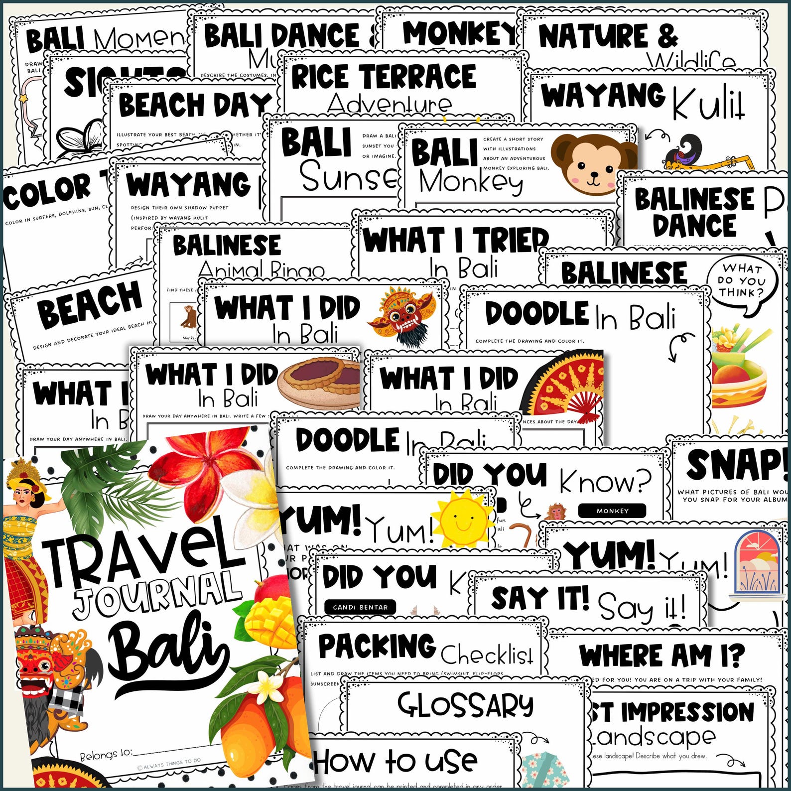 Travel Journal Kids Bali Kids Bali Travel Journal for Bali Kids Travel ...