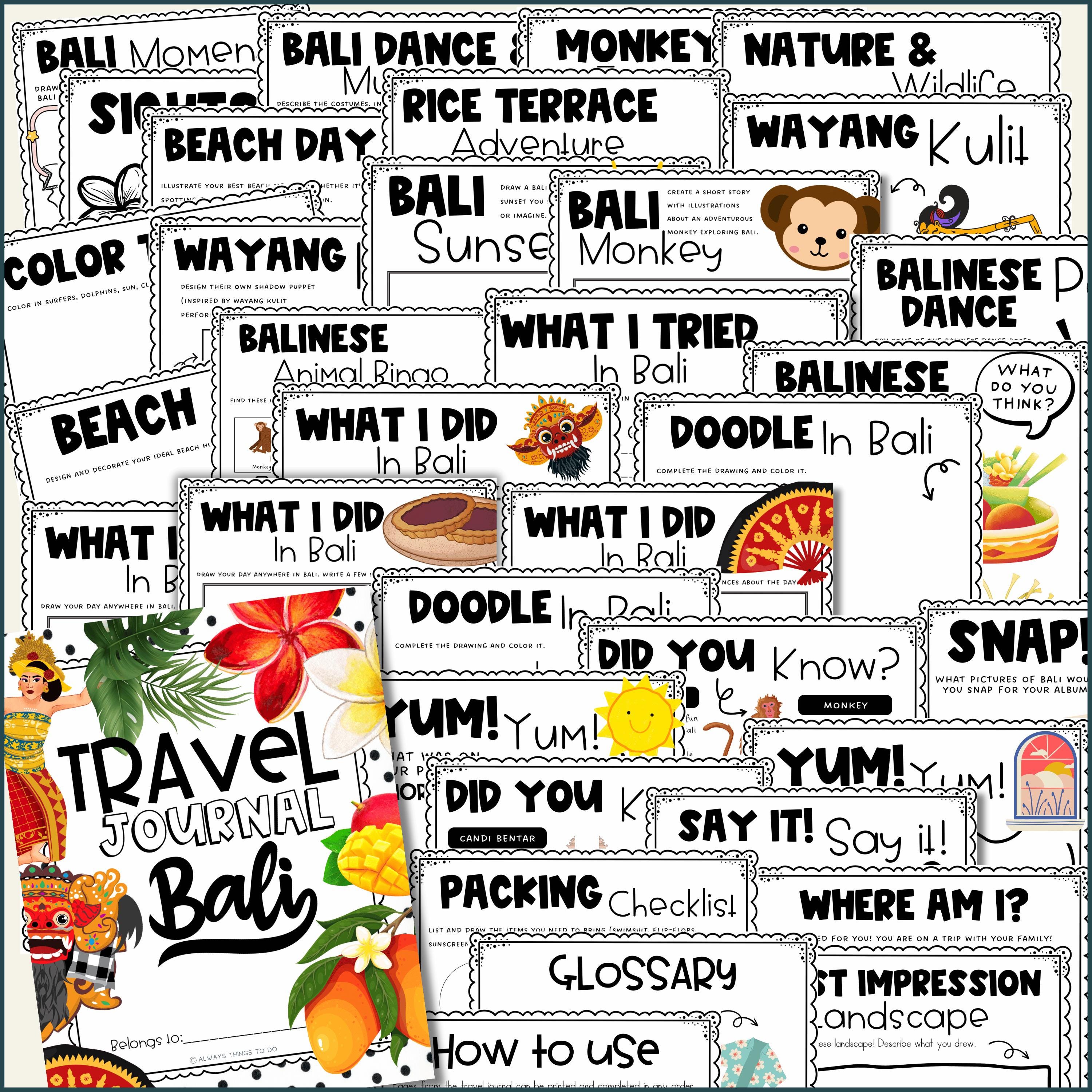 Travel Journal Kids Bali Kids Bali Travel Journal for Bali Kids Travel ...