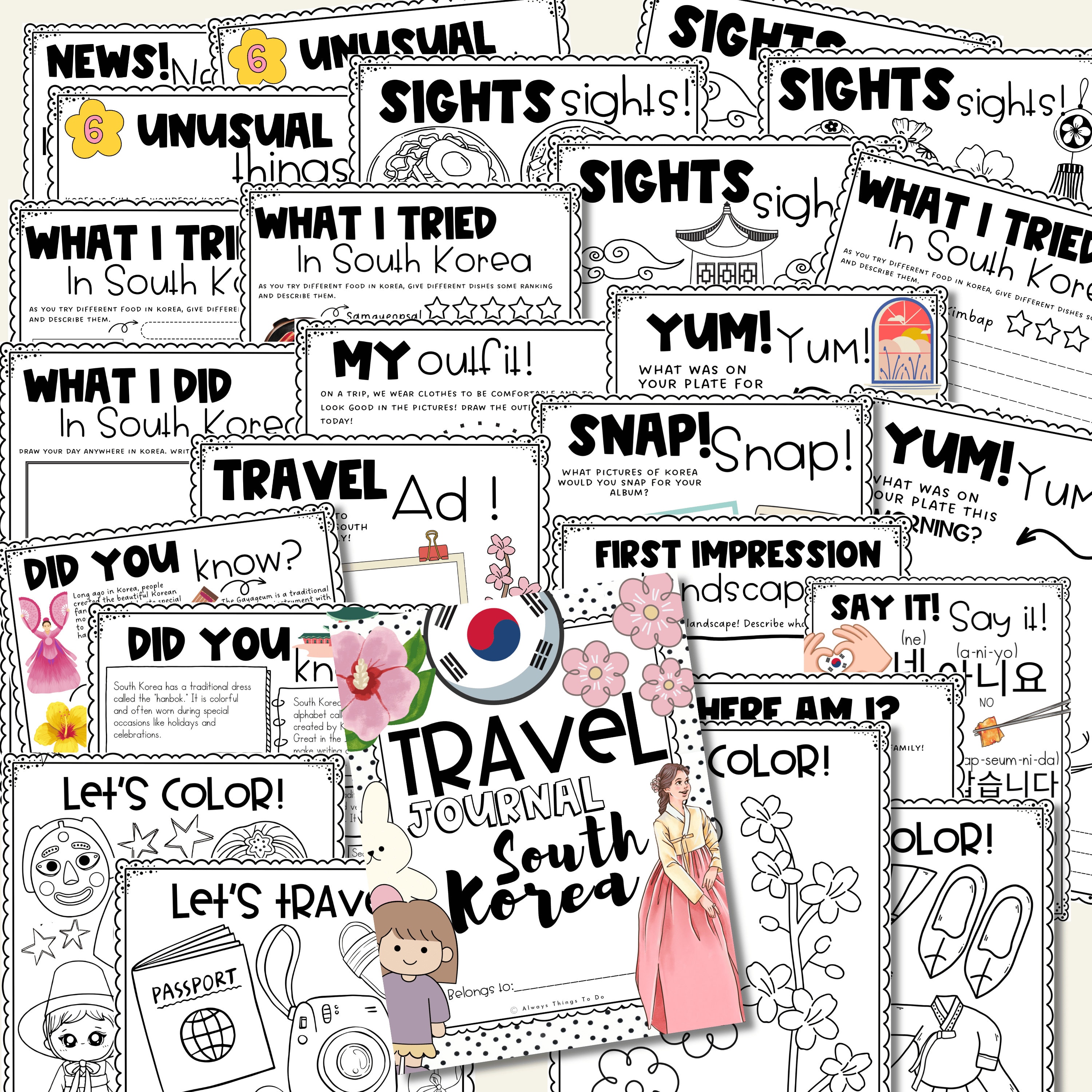 Kids Travel Journal South Korea Travel Journal Kids Printable Travel ...