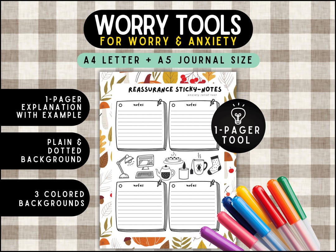 Printable Anxiety Tool | Calm Mind Support Sheet for Stress and Worry ...