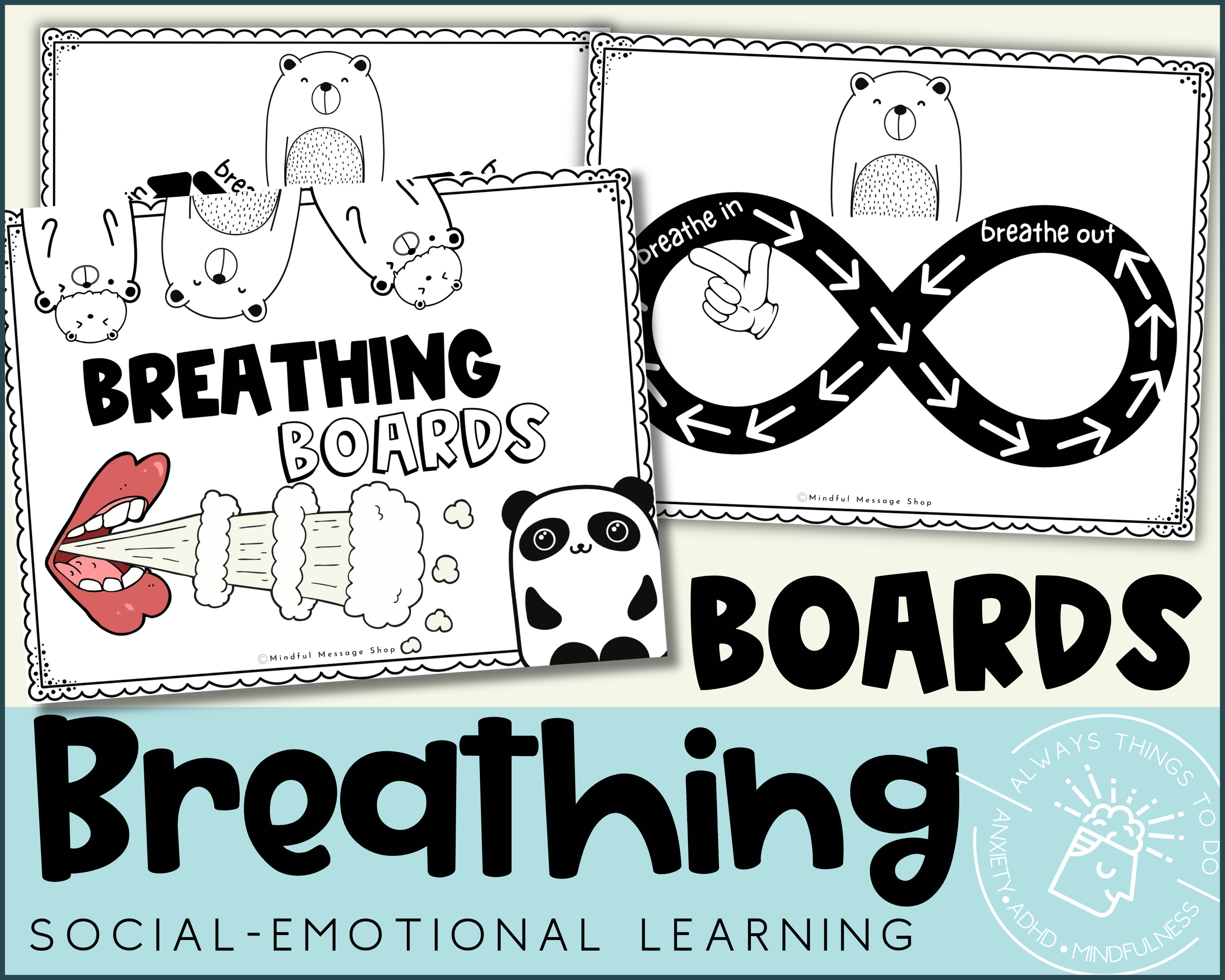 Breathing Board Breathing Cards Mindful Breathing Tool Mindful ...
