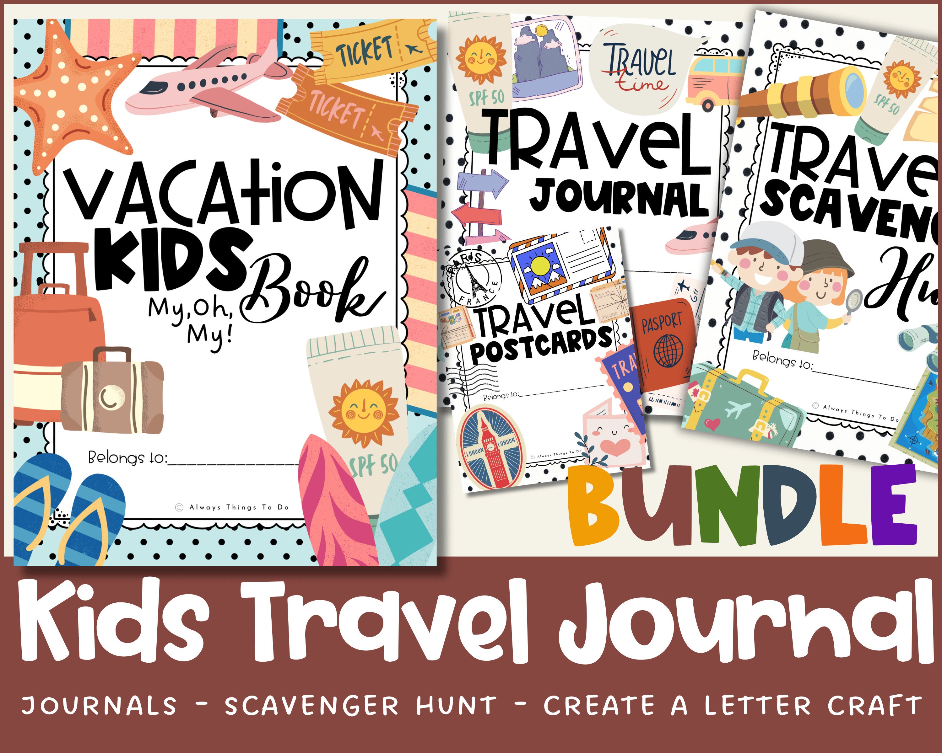 Kids Travel Journals Activities Bundle Travel Journal Activities for ...