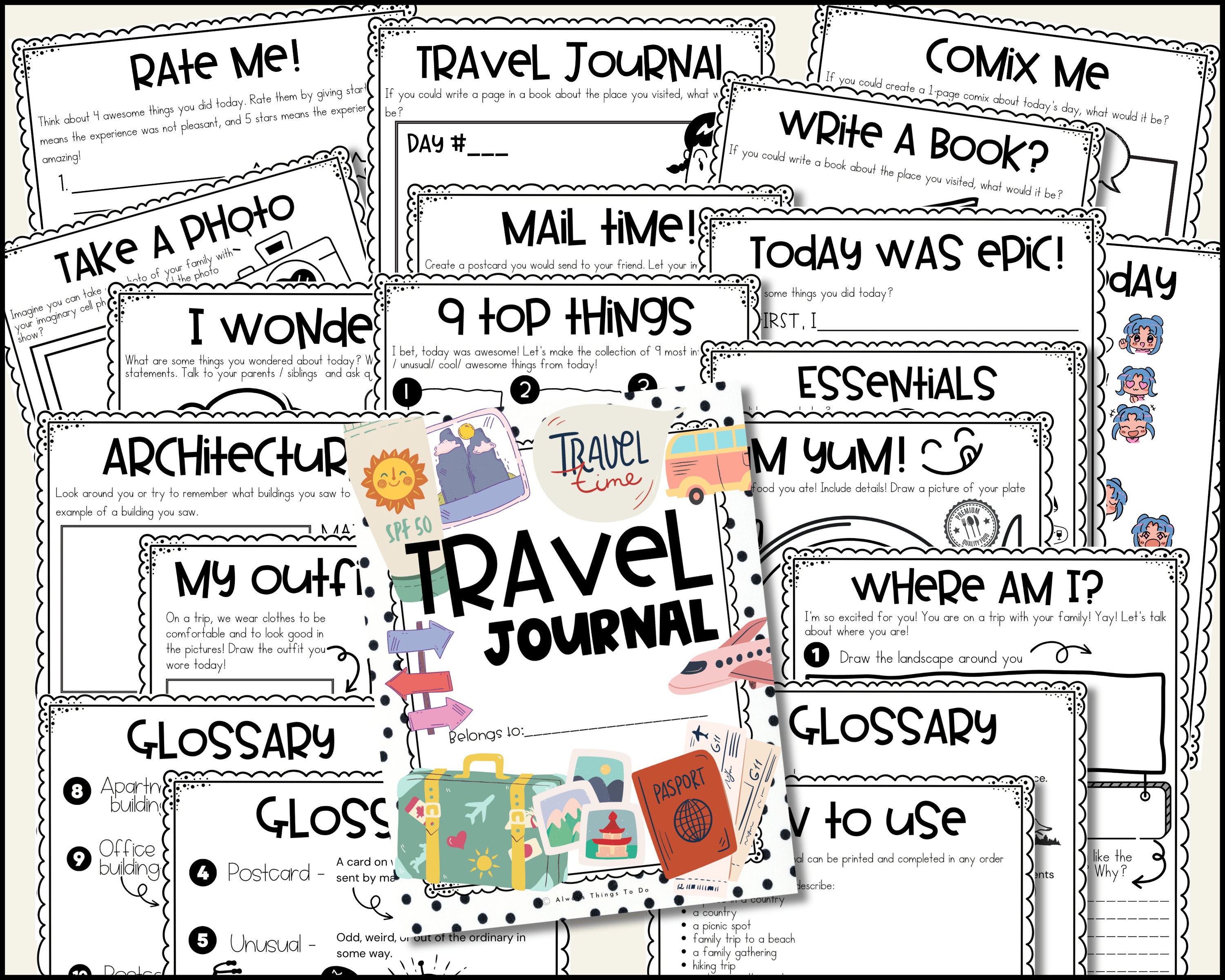 Travel Journal for Kids Travel Journal Printable Kids Travel Book ...