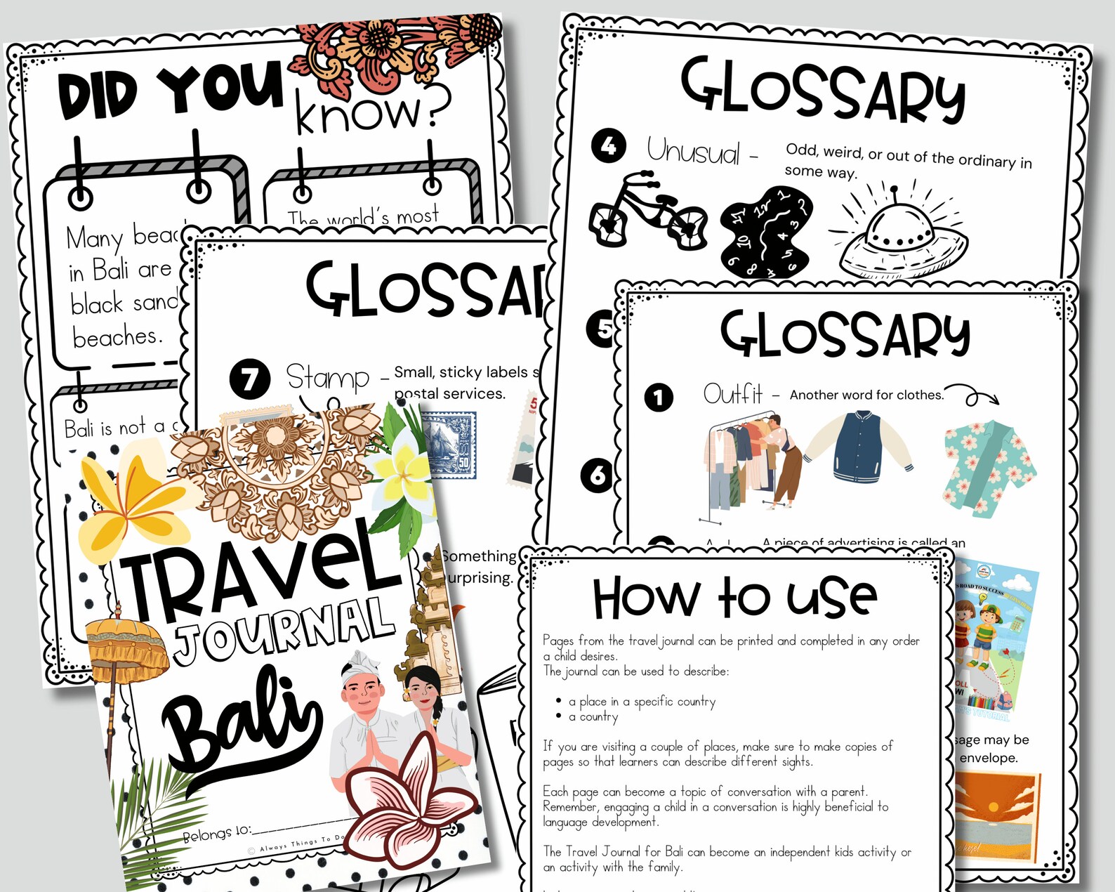 Travel Journal Kids Bali Kids Bali Travel Journal for Bali Kids Travel ...