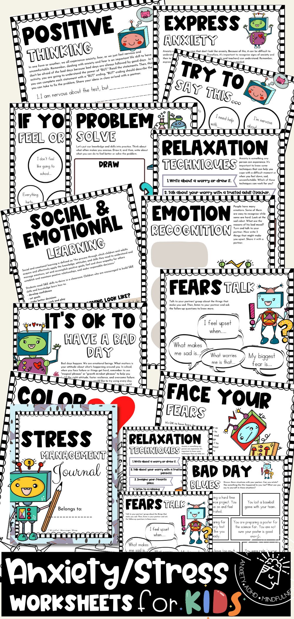 Anxiety Kids Journal Stress Management Workbook Stress Management Ebook ...