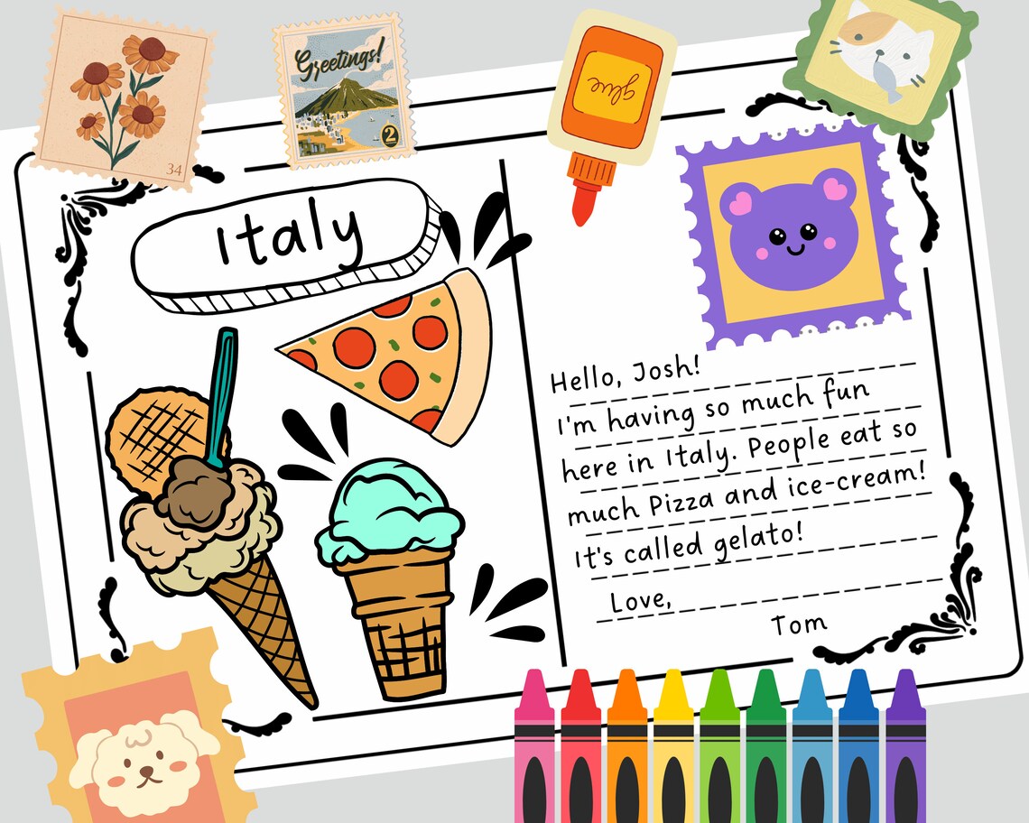 Travel Journal Postcards for Kids Travel Journal Printable Postcard ...