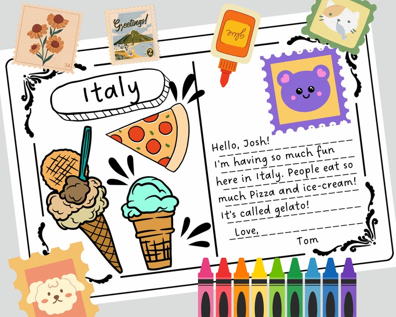 Travel Journal Postcards for Kids Travel Journal Printable Postcard ...