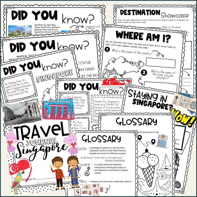 Kid Travel Journal Singapore Travel Journal Kid Singapore Vacation Book ...