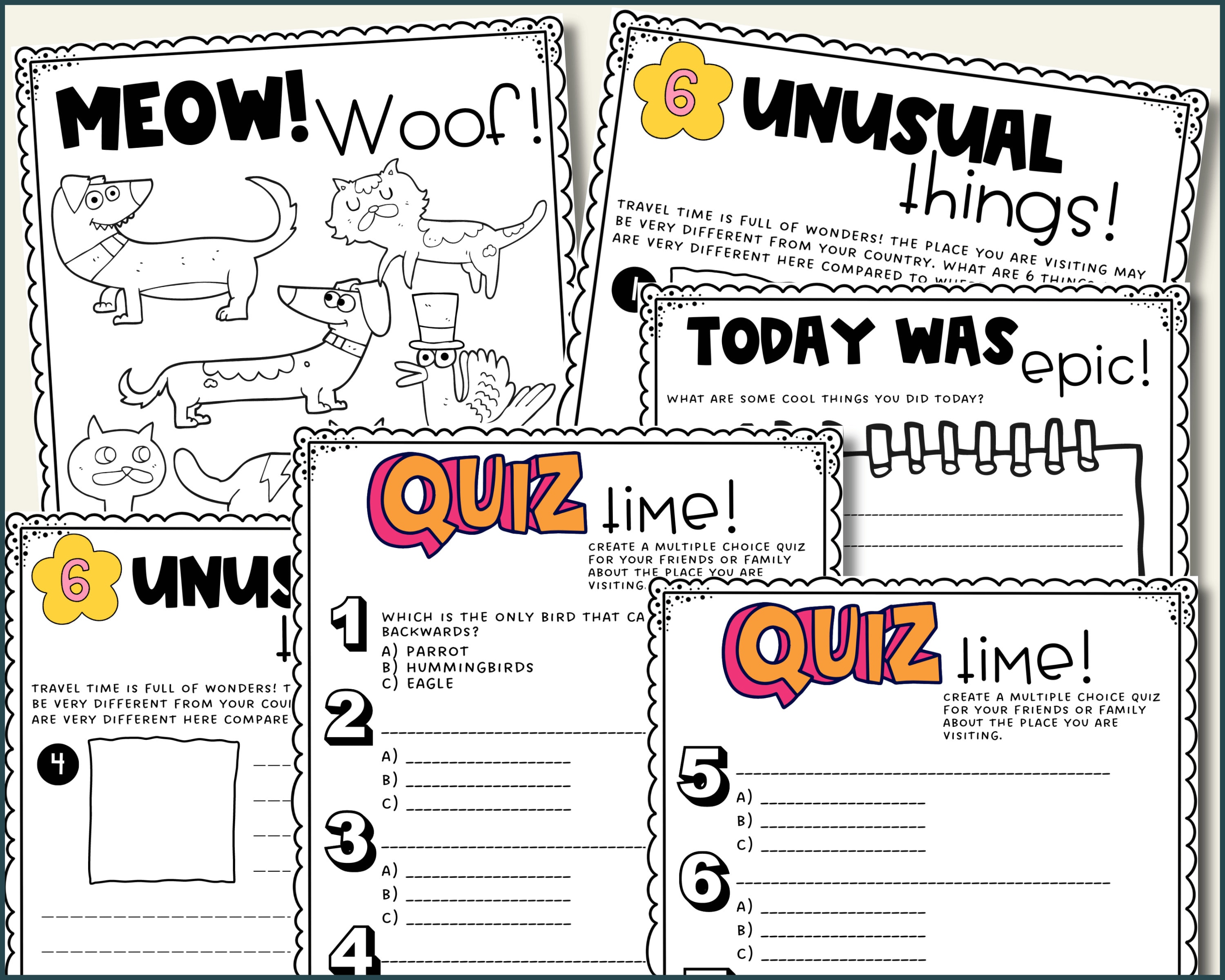 Kids Travel Journal Animal Travel Journal Animal for Kids Vacation Book ...