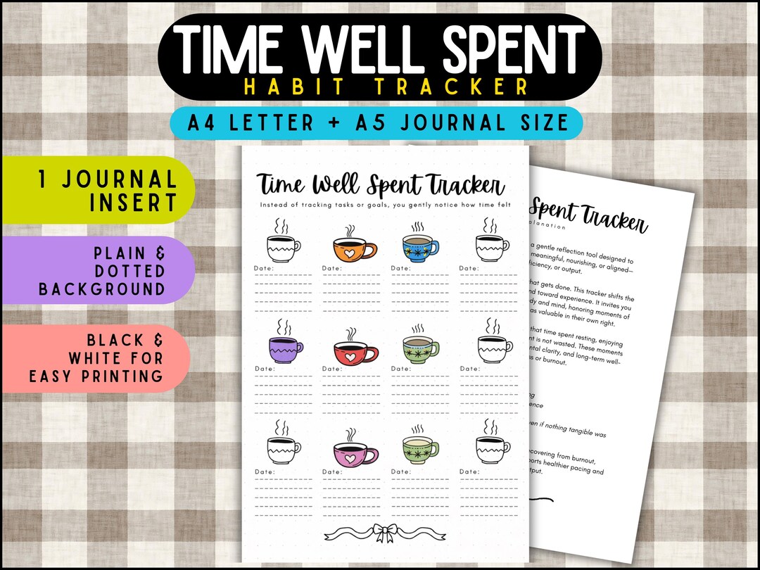 Time Well Spent Tracker Printable | Meaningful Time Reflection Page ...