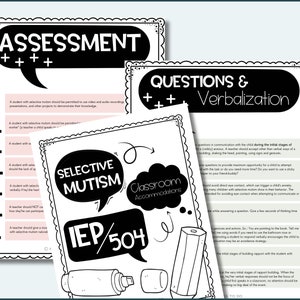 Selective Mutism IEP 504 Goals Selective Mutism Classroom ...