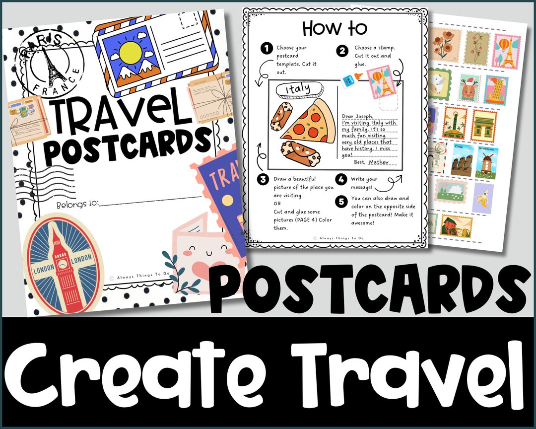 Travel Journal Postcards for Kids Travel Journal Printable Postcard ...