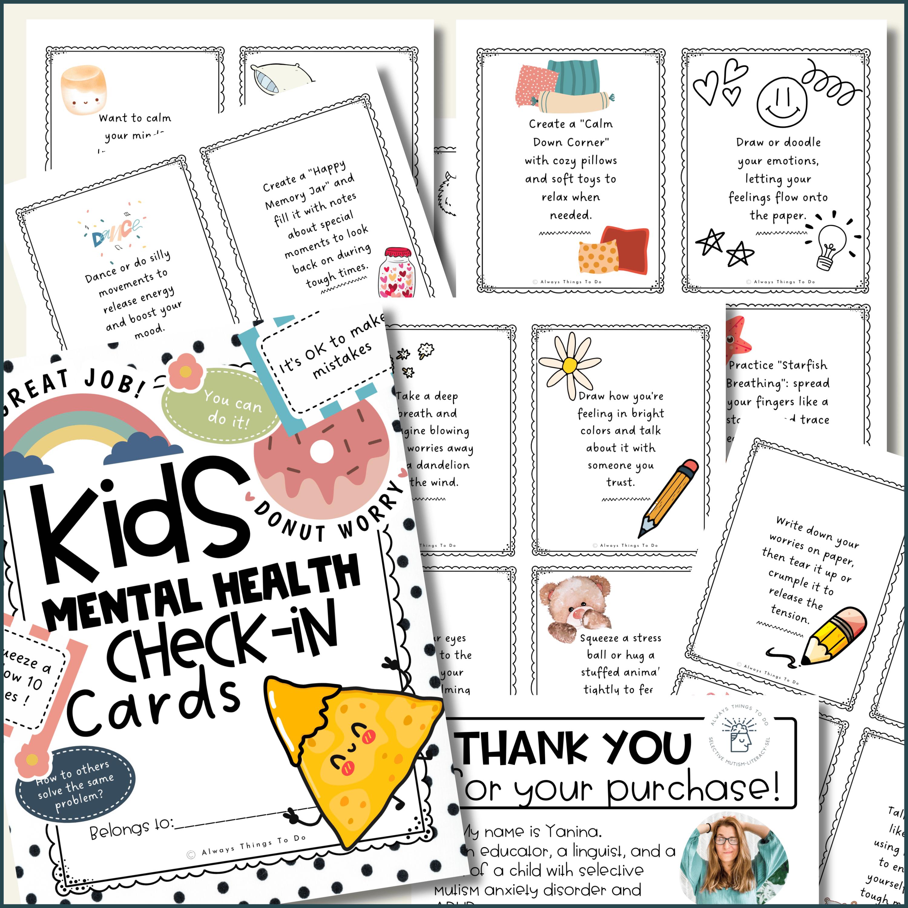 Kids Mental Health Check in Cards Classroom Anxiety Motivational Card ...
