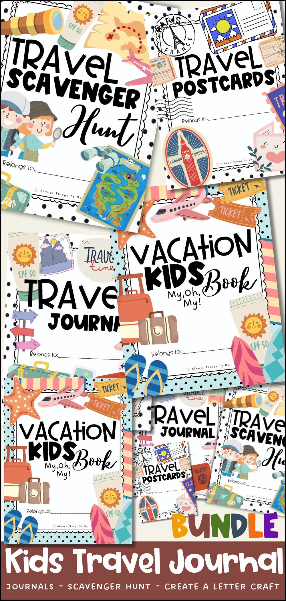 Kids Travel Journals Activities Bundle Travel Journal Activities for ...