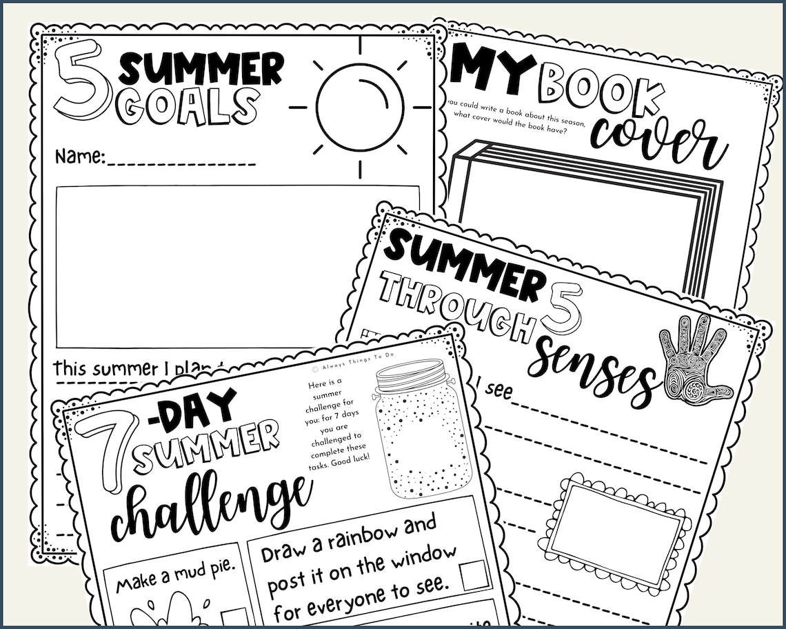 Kids Summer Journal Printable Kids Summer Activity Kids Summer Writing ...