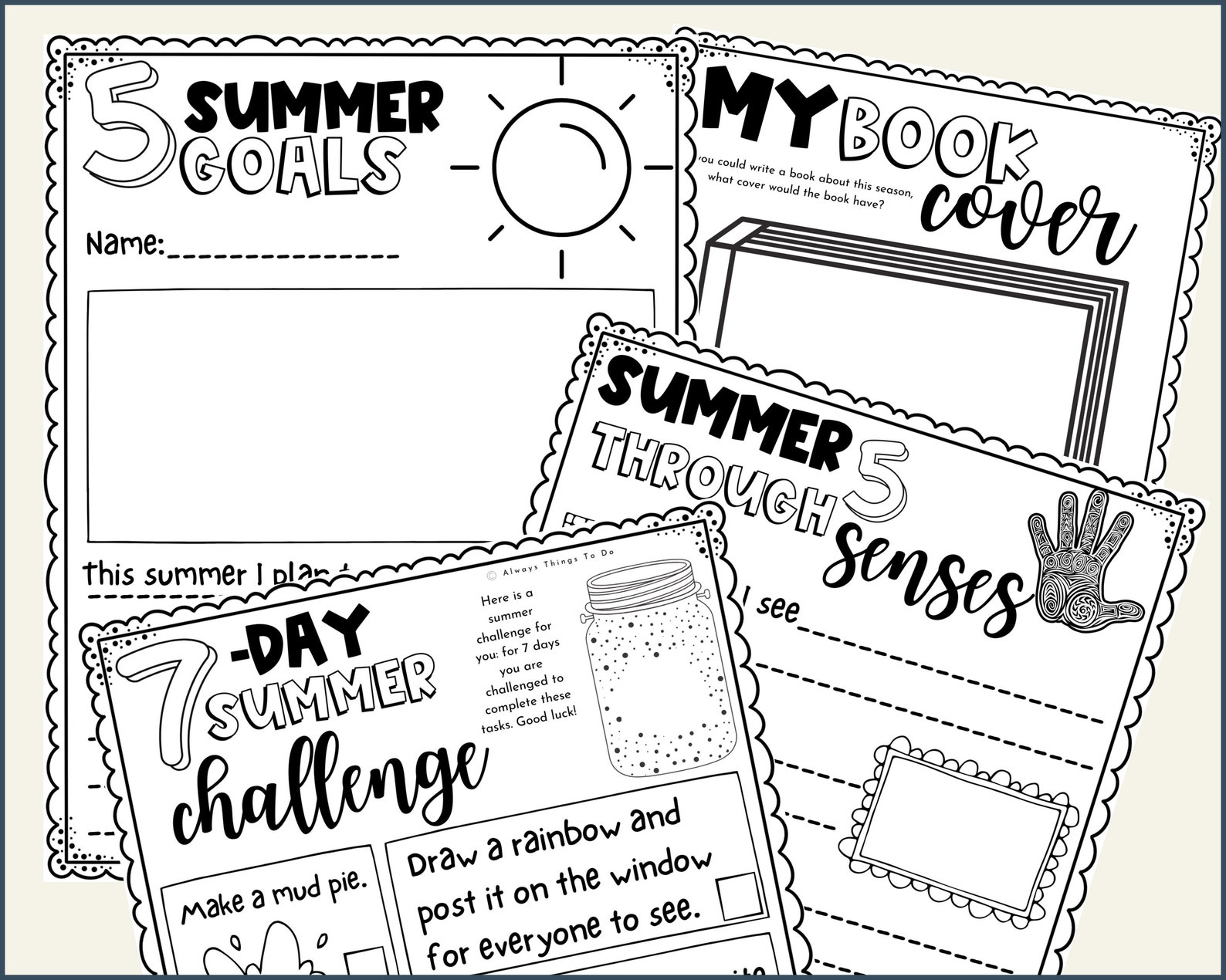 Kids Summer Journal Printable Kids Summer Activity Kids Summer Writing ...