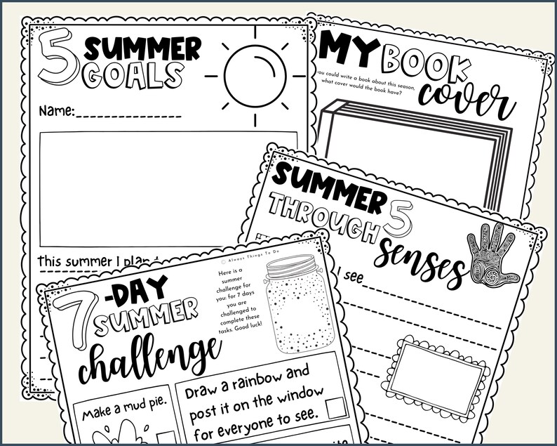 Kids Summer Journal Printable Kids Summer Activity Kids Summer Writing ...