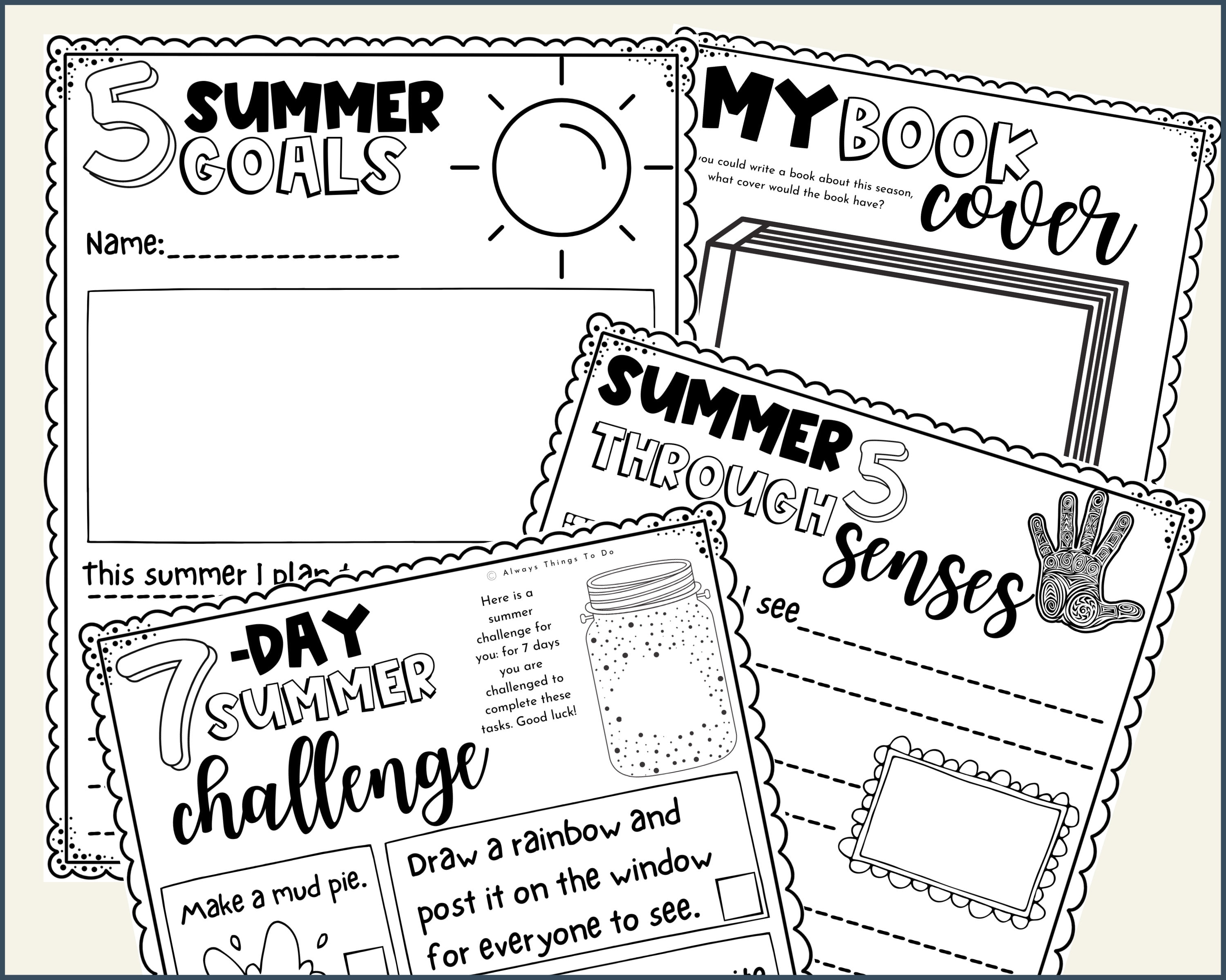 Kids Summer Journal Printable Kids Summer Activity Kids Summer Writing ...