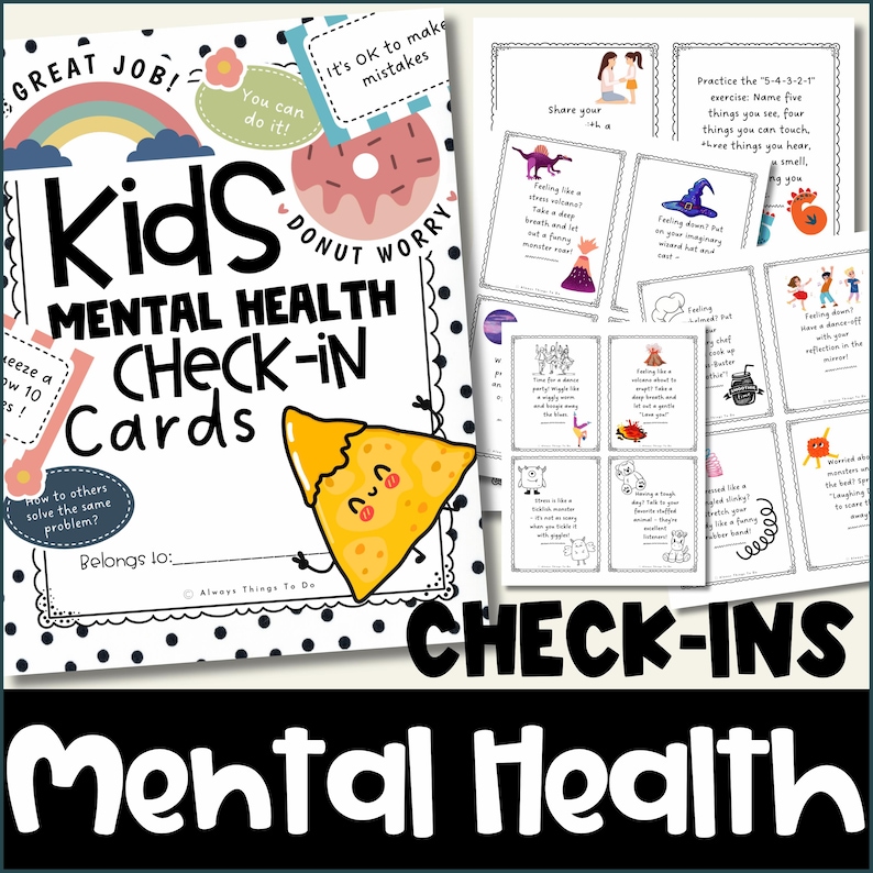 Kids Mental Health Check in Cards Classroom Anxiety Motivational Card ...
